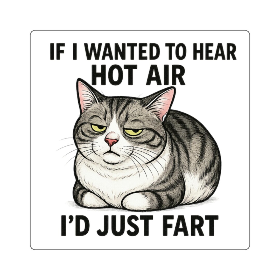 Grumpy Leo Tabby Cat Sticker | Funny Sarcastic Quote, Silver Tabby ...