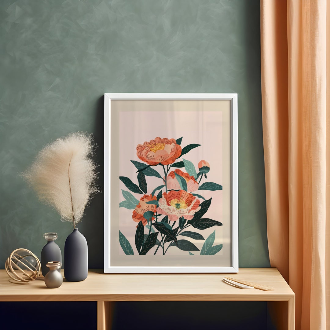 Peony Flower Art Print, November Birth Flower, Botanical Painting ...