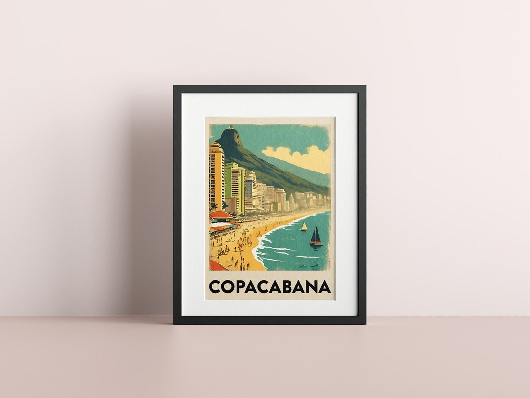 Copacabana Brazil Print | Retro Travel Poster (digital Download) - Etsy