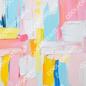 Abstract Pastel Preppy Print, Dorm Room Wall Art, Acrylic Painting ...