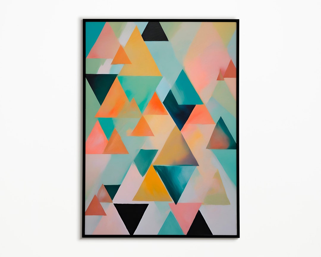Mid Century Modern Geometric Triangle Art Print, Pastel Retro Decor ...