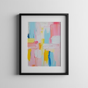 Abstract Pastel Preppy Print, Dorm Room Wall Art, Acrylic Painting ...