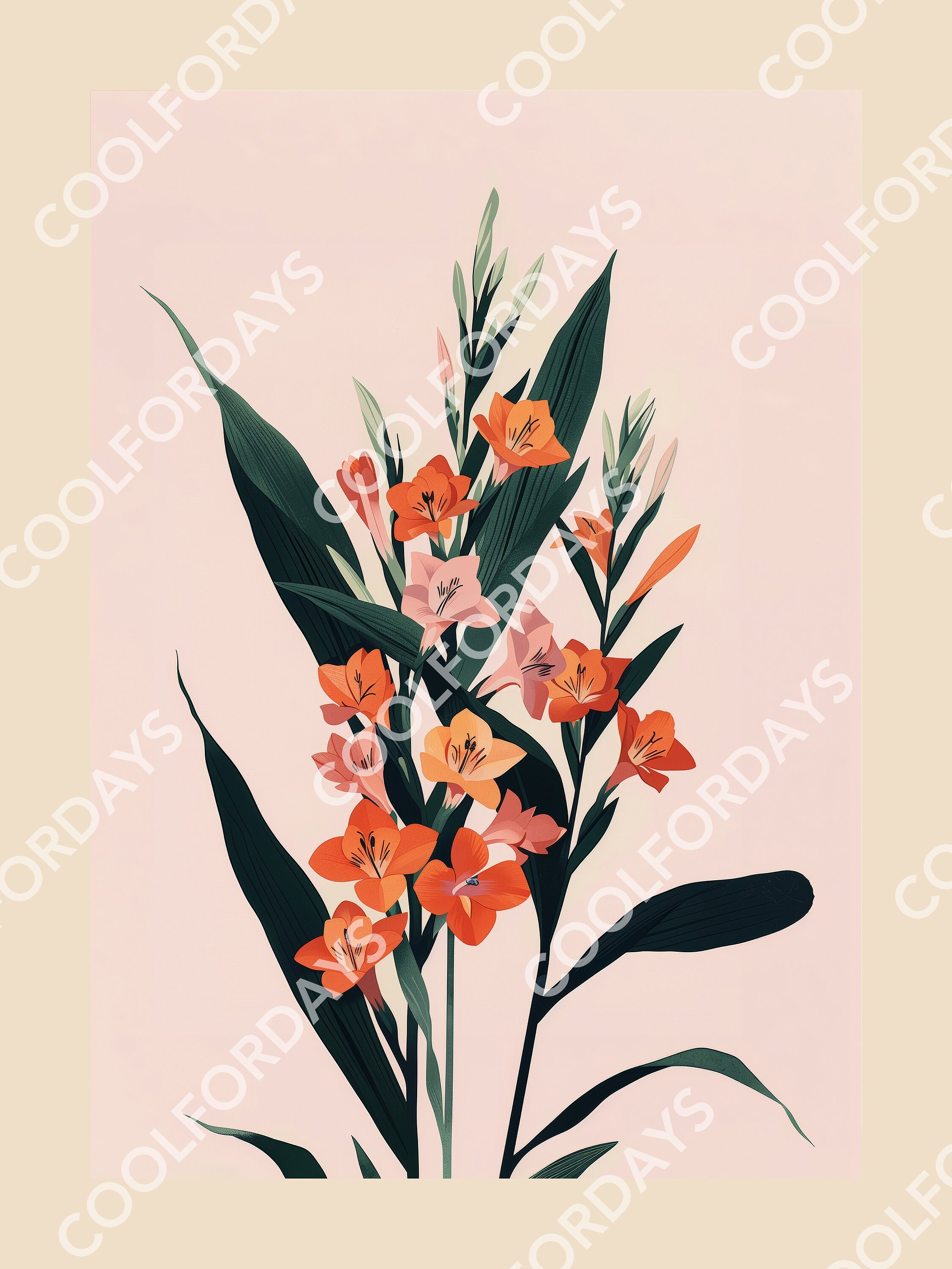August Birth Flower Painting, Gladiolus, Floral Print, Personalized ...