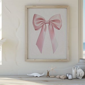 Trendy Pink Bow Dorm Print, Retro Boho Coquette Aesthetic Decor, Girly ...