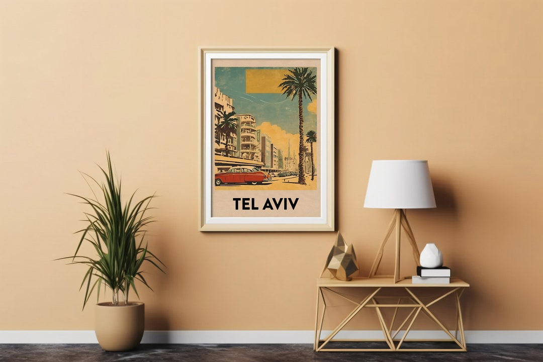 Tel Aviv Vintage Travel Poster | Retro Israel Art Print (digital ...