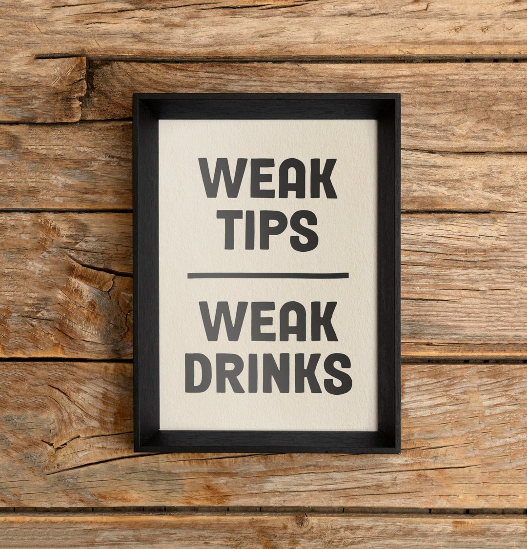 Vintage Bar Tips Sign Print, Alcohol Poster, Drinks Decor, Minimalist ...
