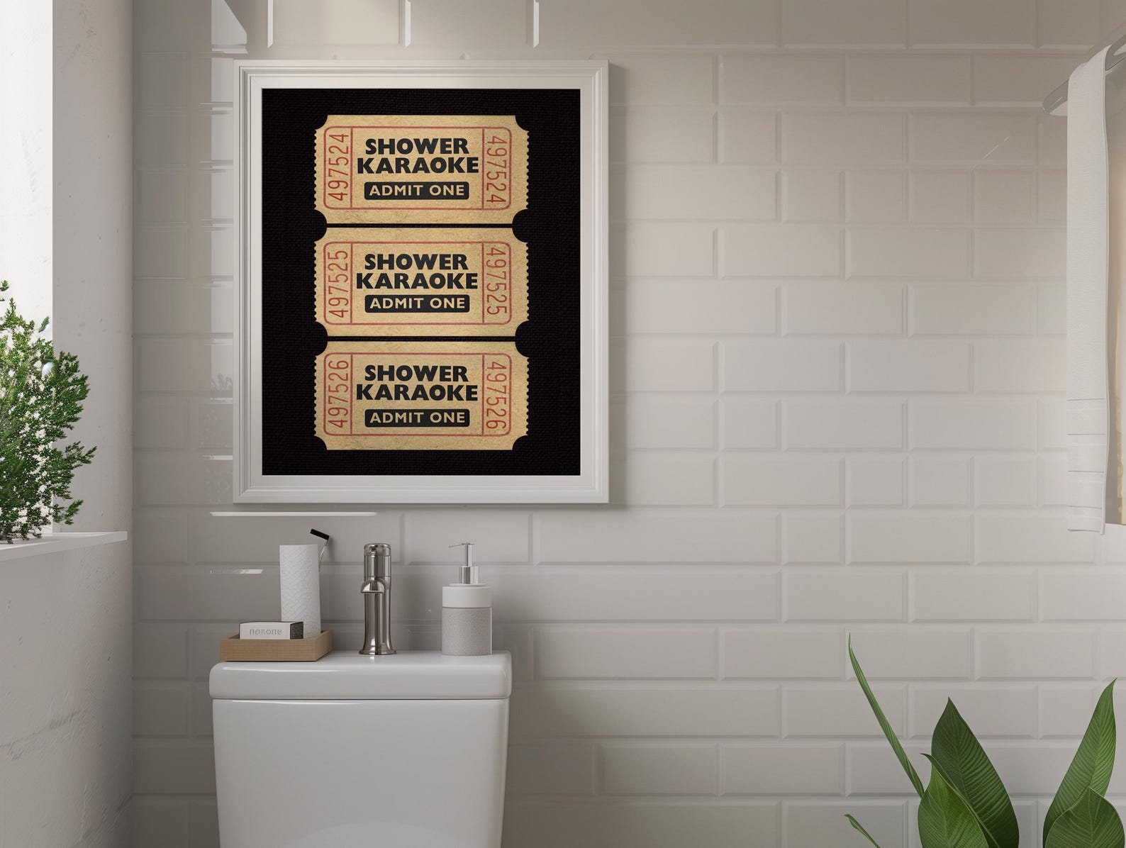 Funny Shower Karaoke Ticket Stub Print, Retro Bathroom Art (digital ...