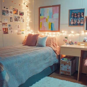 Abstract Pastel Preppy Print, Dorm Room Wall Art, Acrylic Painting ...