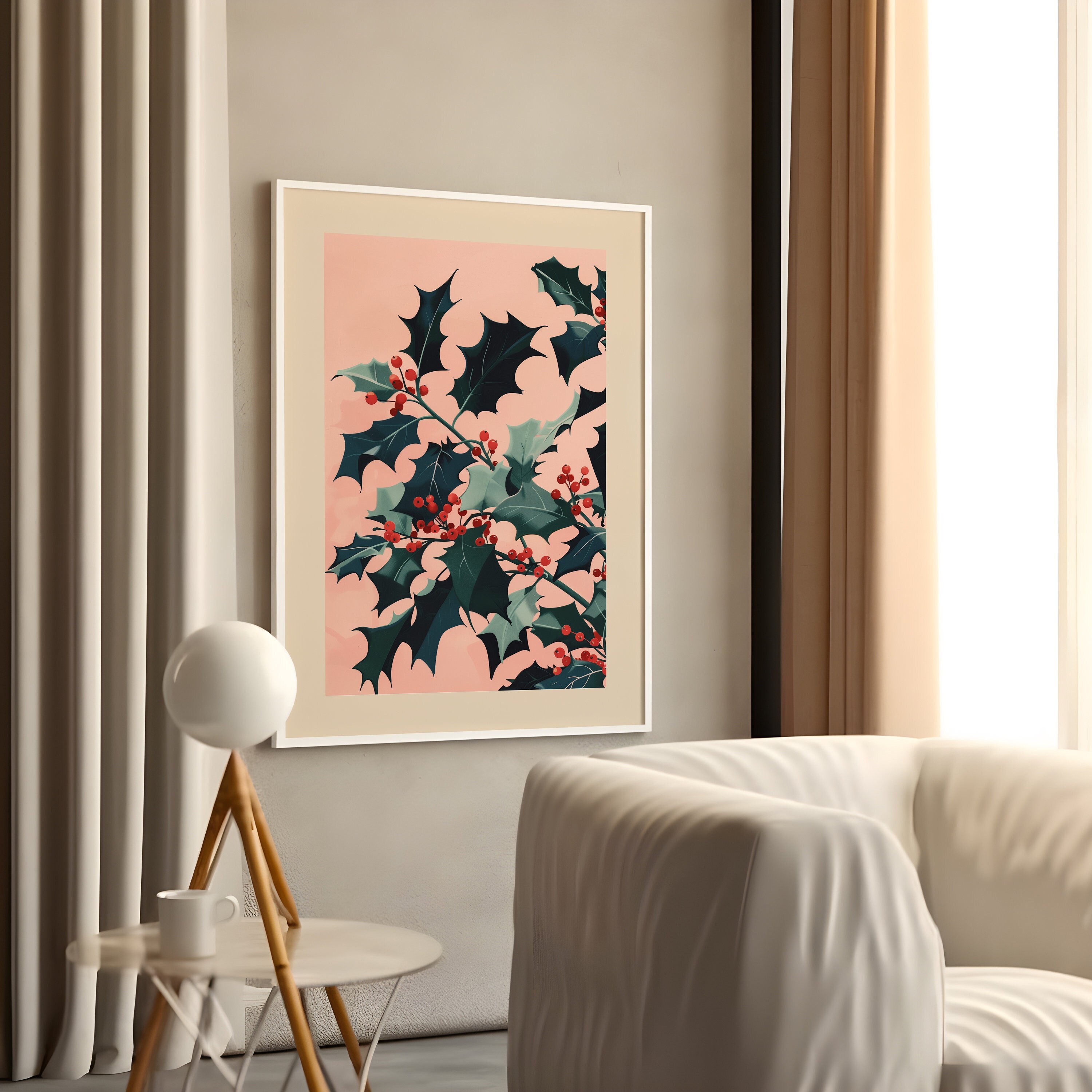 December Birth Flower Painting, Holly, Botanical Print, Personalized ...