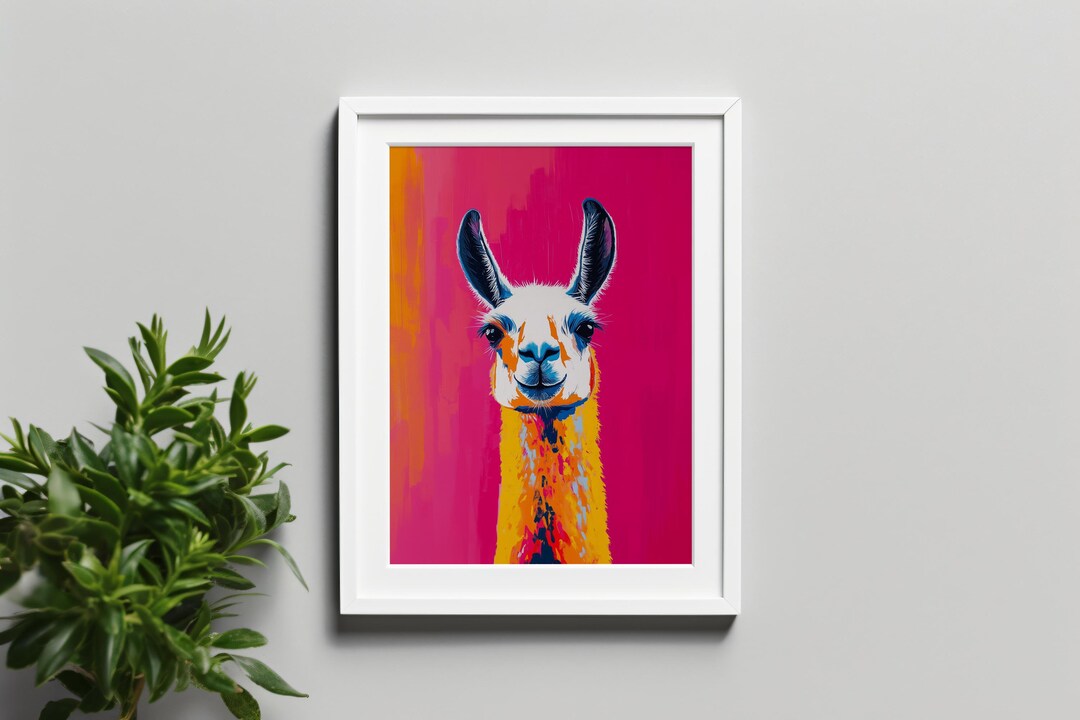 Preppy Modern Llama Print, Trendy Dorm Wall Pop Art, Pink Girly Animal ...