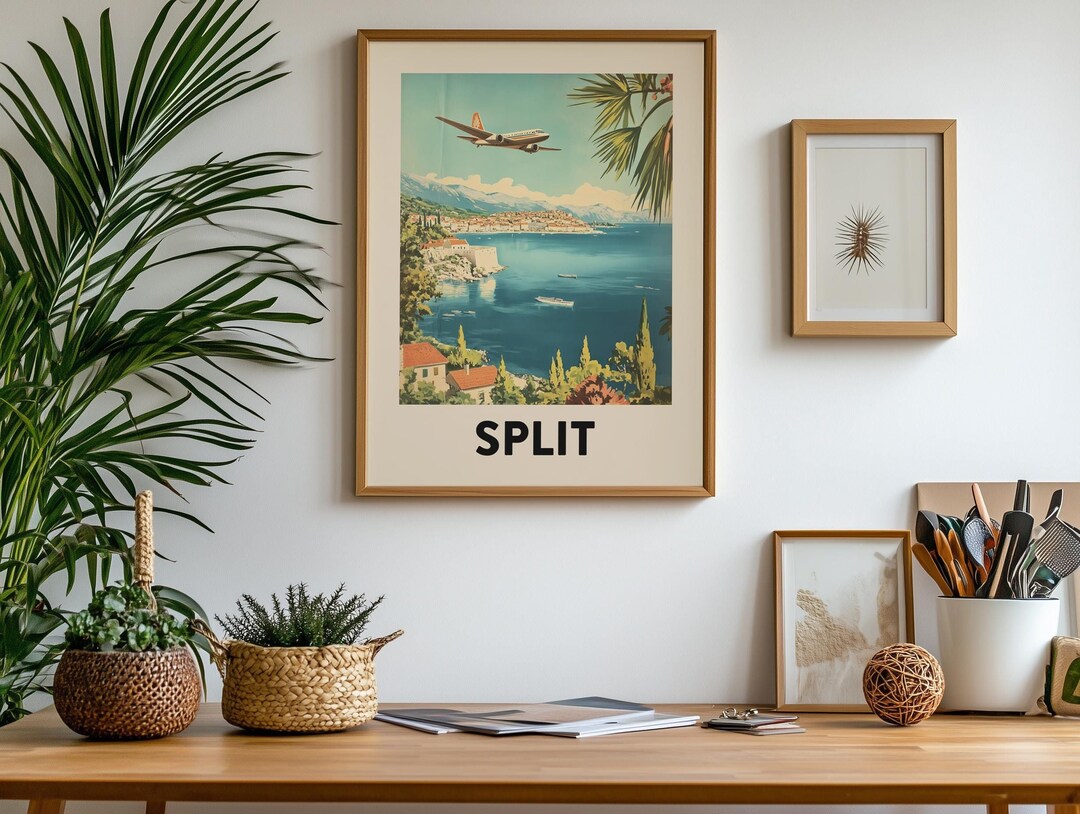 Split Croatia Vintage Travel Poster, Retro Adriatic Art (digital ...