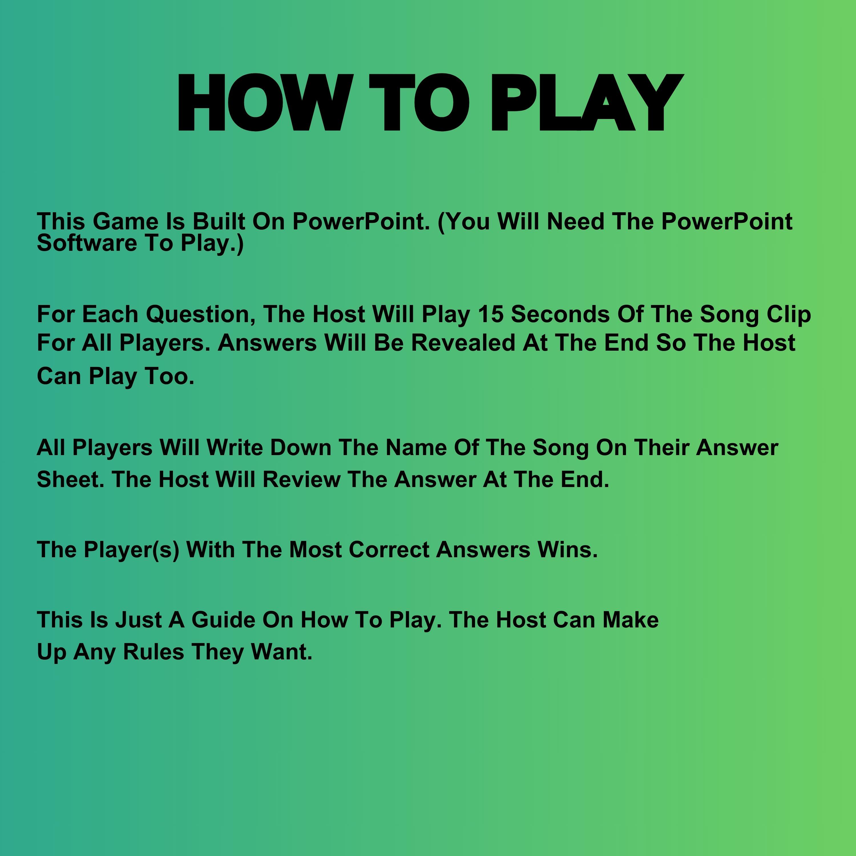 Guess The Song Digital Song Guessing Game 50 Clips Play Online Or