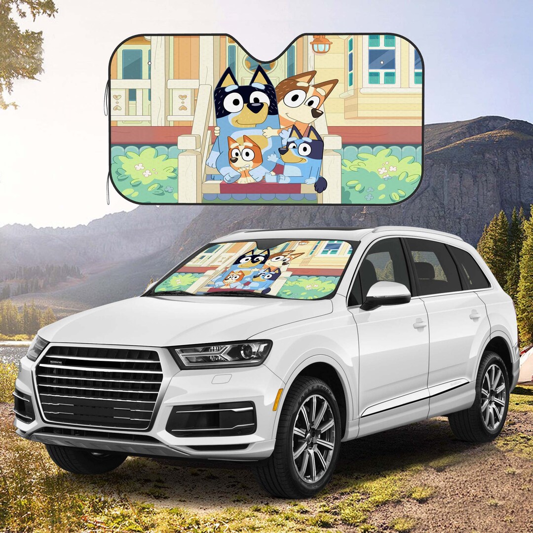 Personalized Bluey Car Windshield Sun Visor Custom Cute Windshield ...