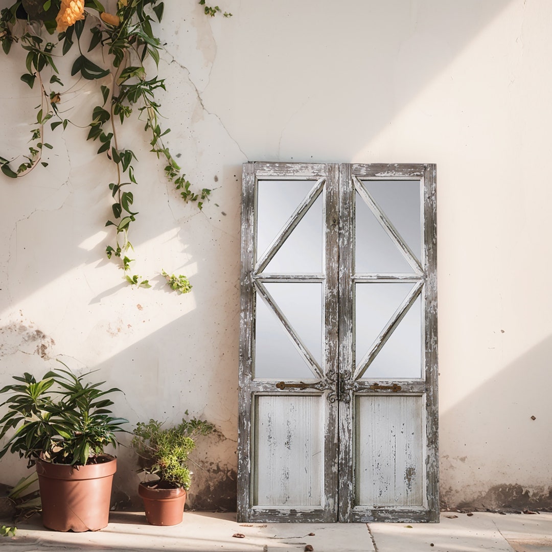 Vintage Wood Window Frame Wall Decor Vintage Wooden Door Decor Wooden ...