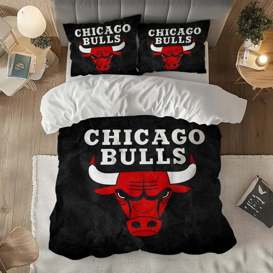 Christmas Gift Custom Name Chicago Bulls Three Piece Bedding Set Duvet ...