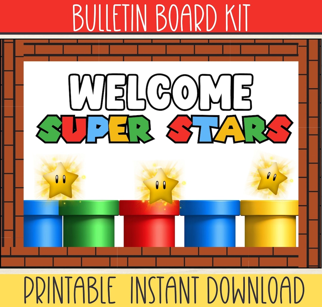 Video Game Bulletin Board Kit: Super Stars Classroom Decor (printable ...