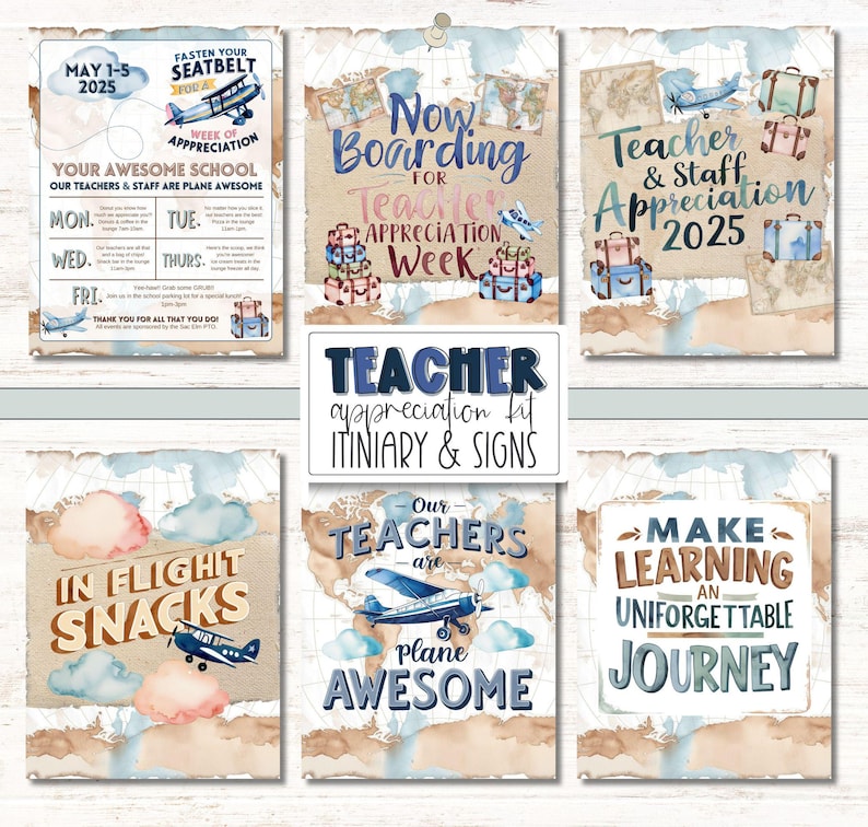 Editable Travel Teacher Appreciation Week Itinerary (canva Template) - Etsy