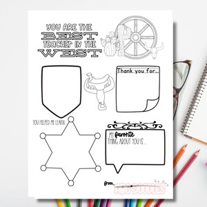 Western Teacher Appreciation Printable: All About My Teacher (digital ...
