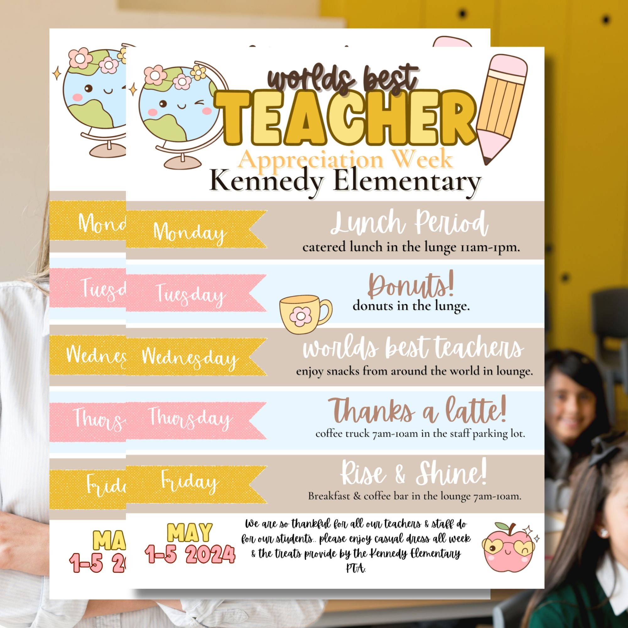 Worlds Best Teacher and Staff Week Itinerary | Teacher Appreciation ...
