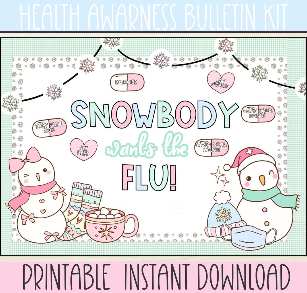 Winter Flu Season Bulletin Board | School Nurse Bulletin Printable ...