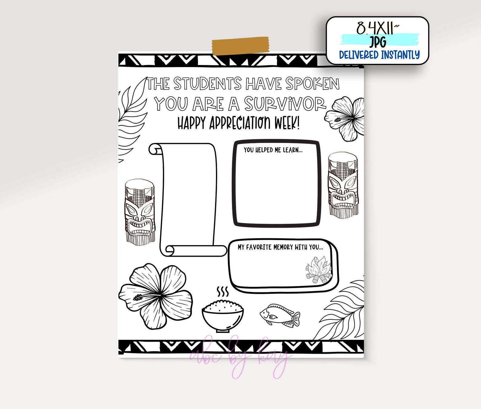 Survivor Game Theme All About My Teacher for May Appreciation Week ...