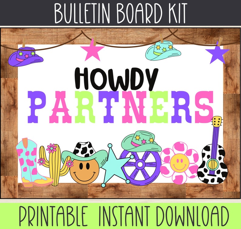 Howdy Partners Groovy Bulletin Board Kit | Desert Bulletin Decor ...
