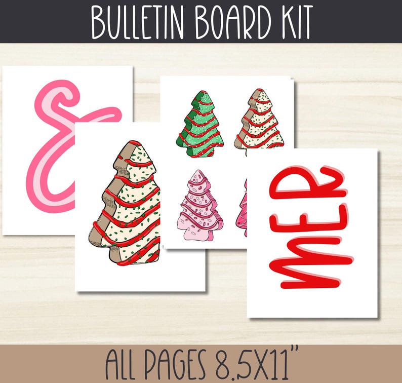 Pink Christmas Cake Bulletin Board Kit: Merry & Sweet Classroom Decor ...