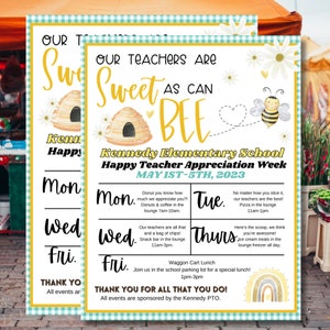 Sweet as Can BEE Teacher and Staff Week Itinerary | Teacher ...