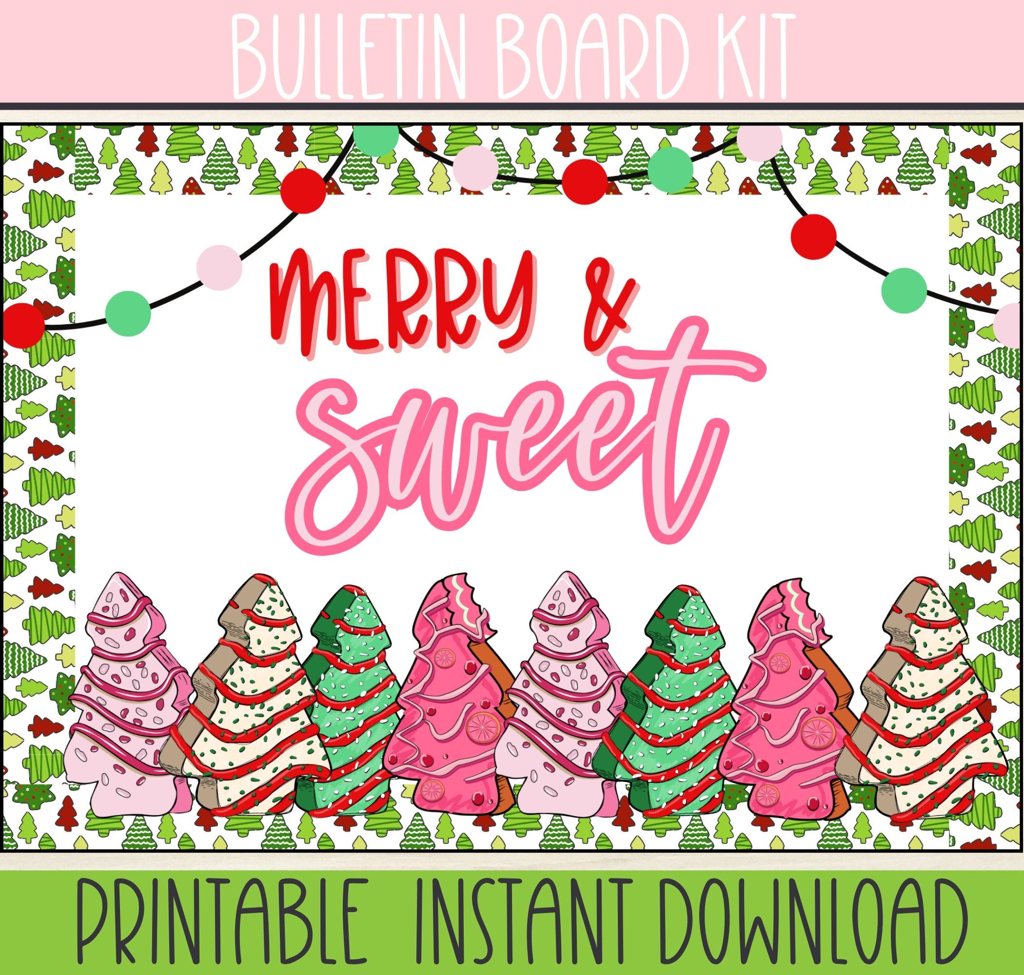 Pink Christmas Cake Bulletin Board Kit: Merry & Sweet Classroom Decor ...