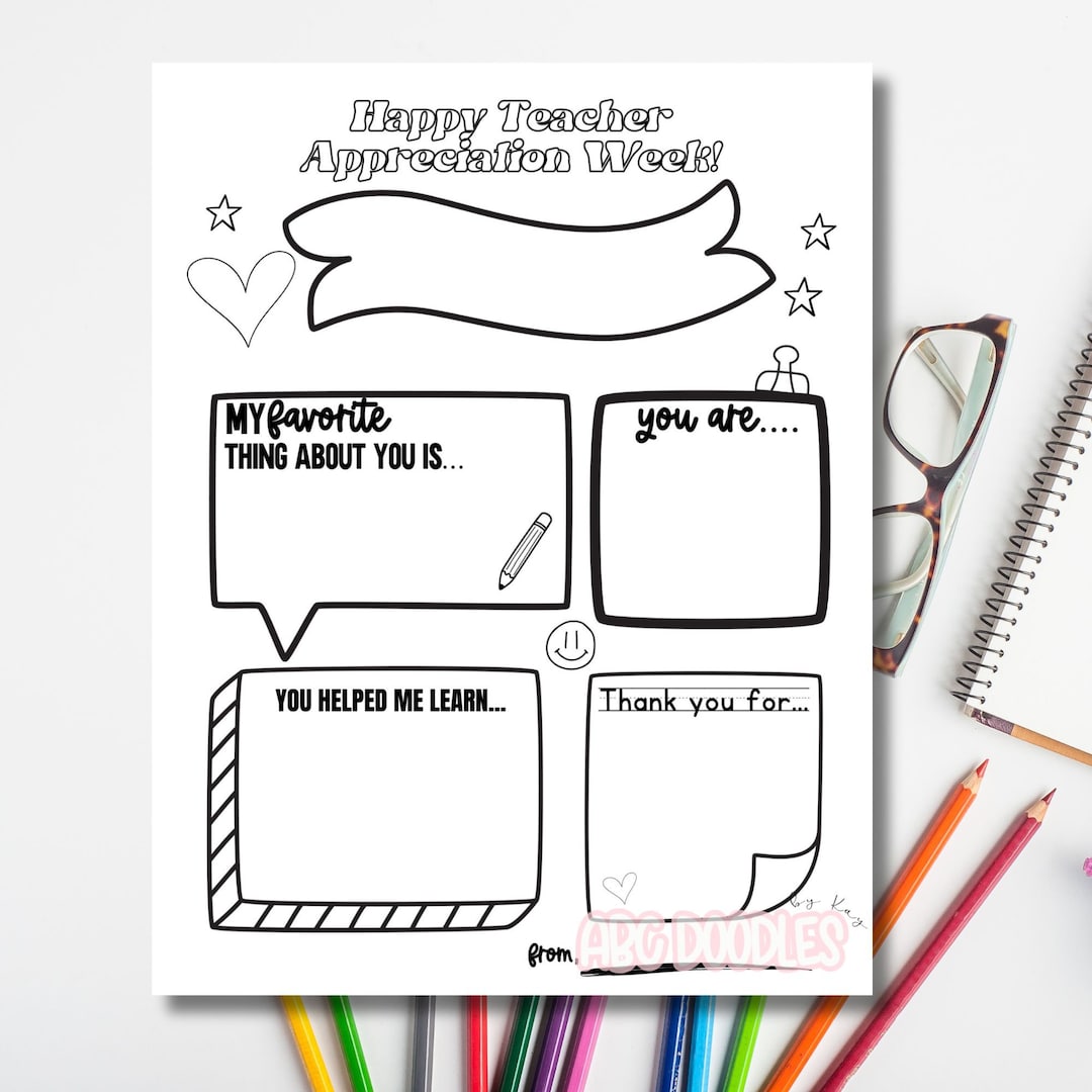 Teacher Coloring Page for Appreciation Week. All About My Teacher for ...