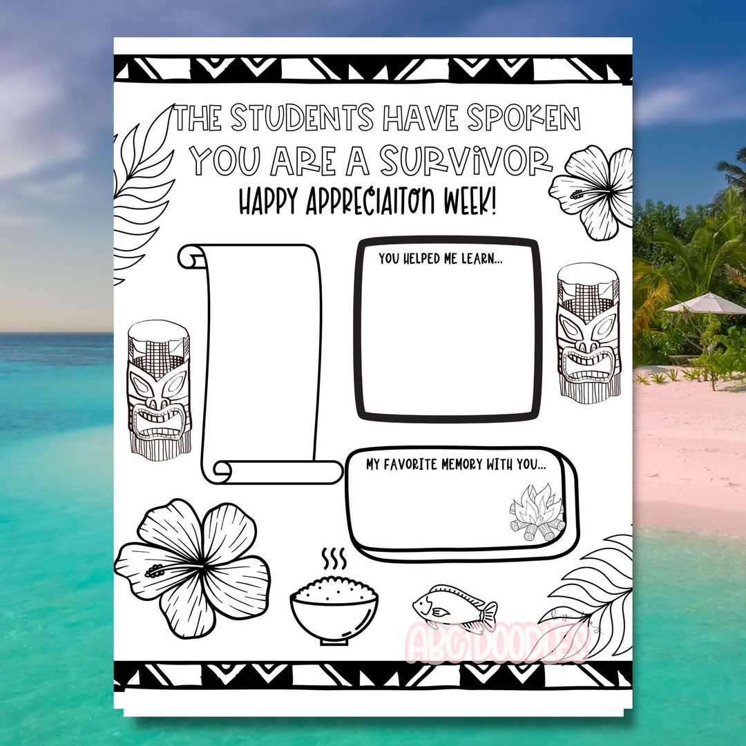 Survivor Game Theme All About My Teacher for May Appreciation Week ...