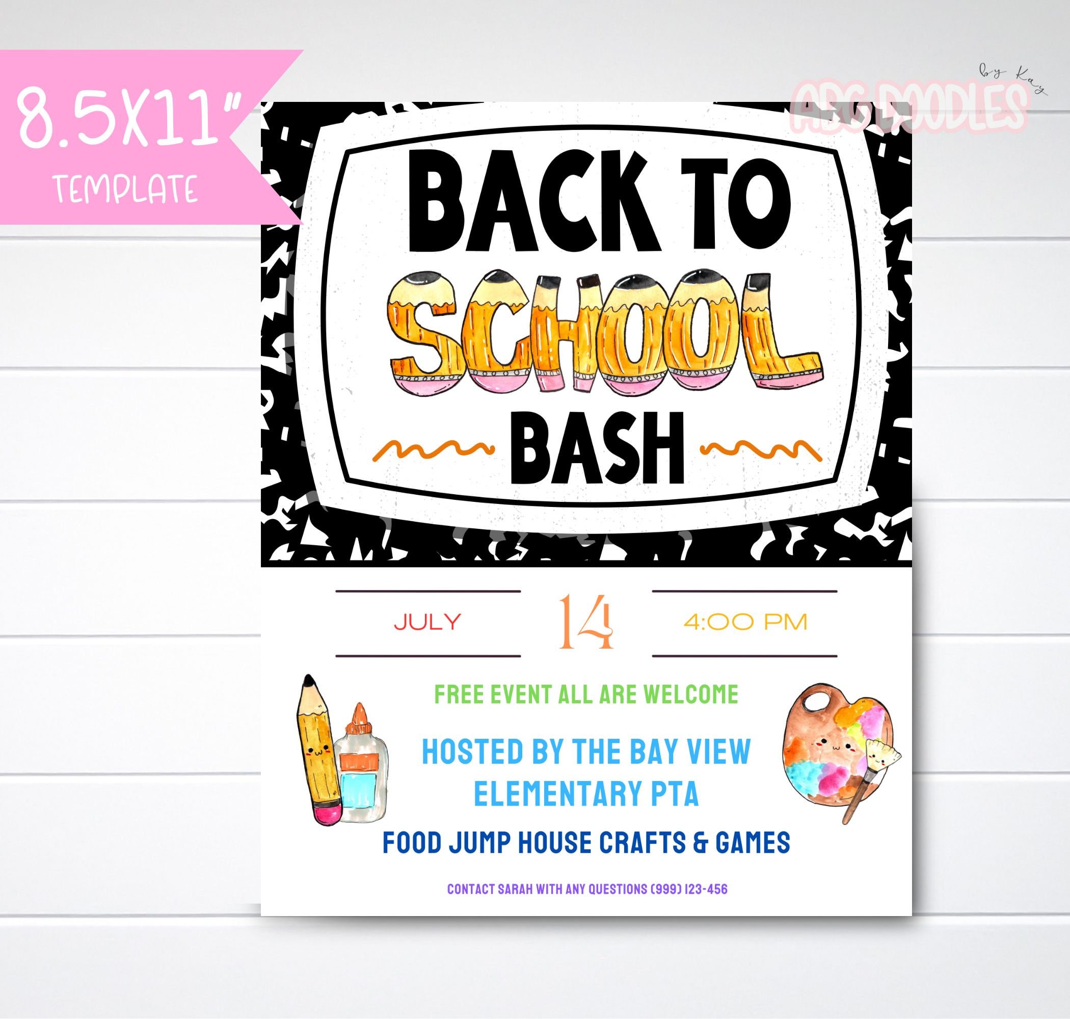 Back to School BASH Invitation Template | Back to School Flyer | PTA PTO | Back to School Open ...