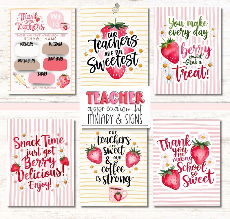 Editable Strawberry Teacher and Staff Week Itinerary | Teacher ...