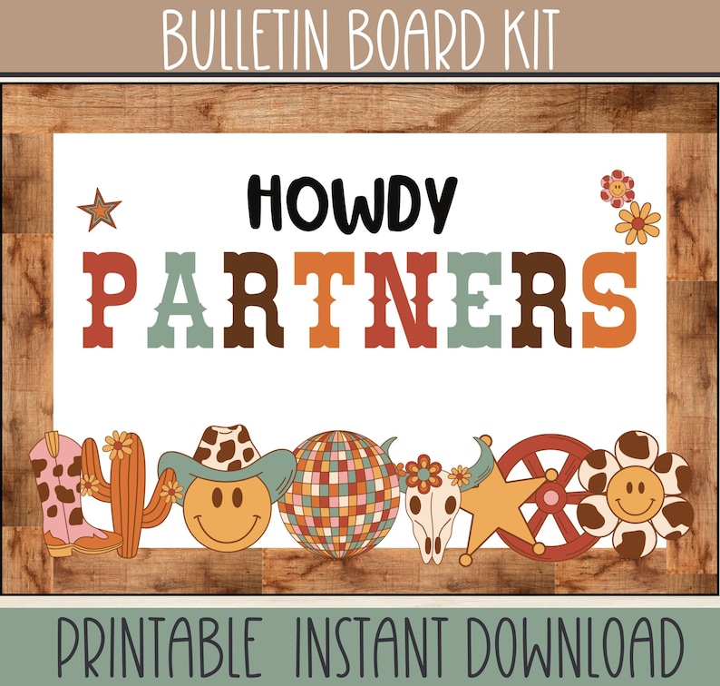 Howdy Partners Bulletin Board Kit: Retro Western Classroom Decor - Etsy