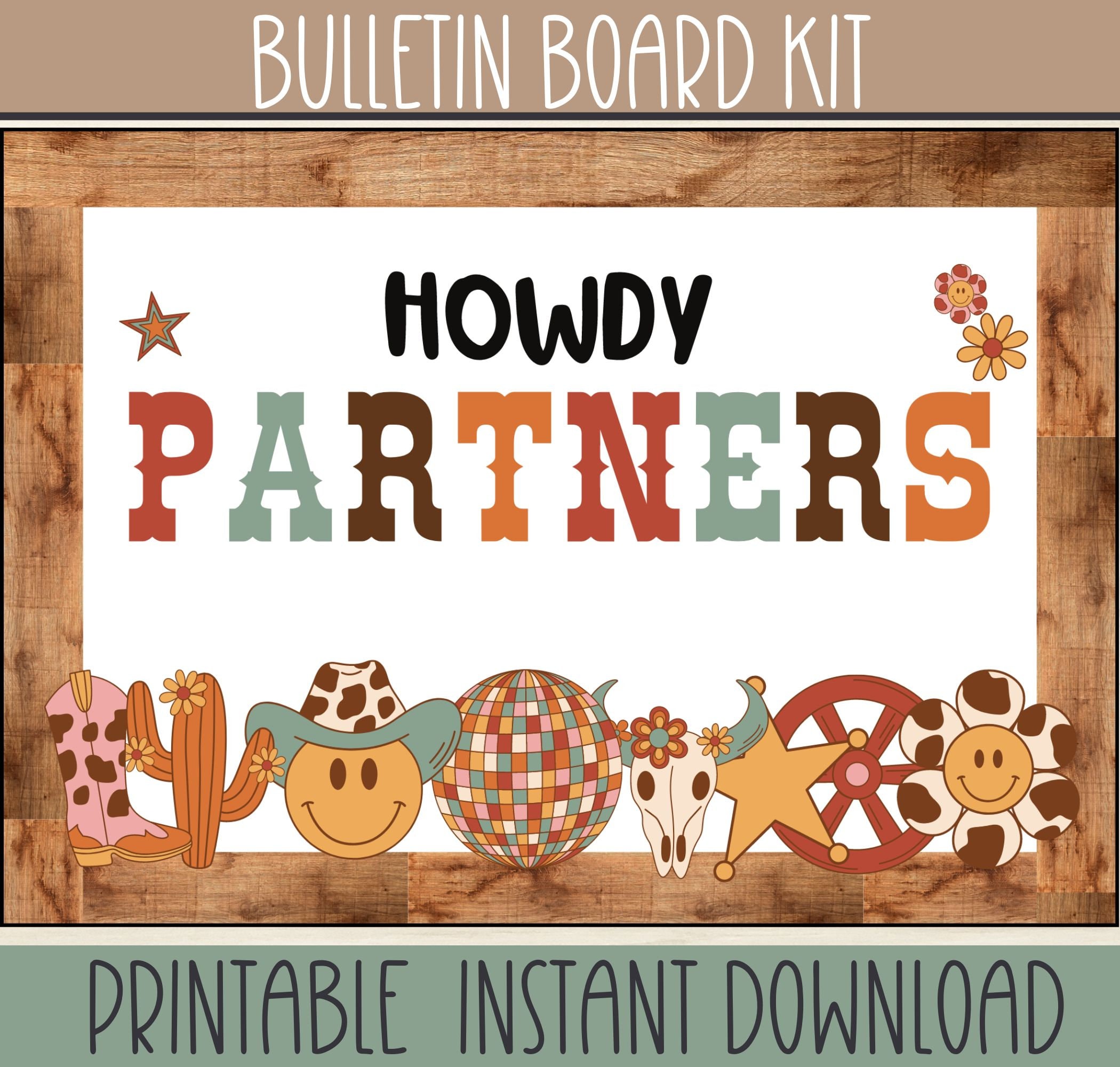 Howdy Partners Bulletin Board Kit: Retro Western Classroom Decor - Etsy