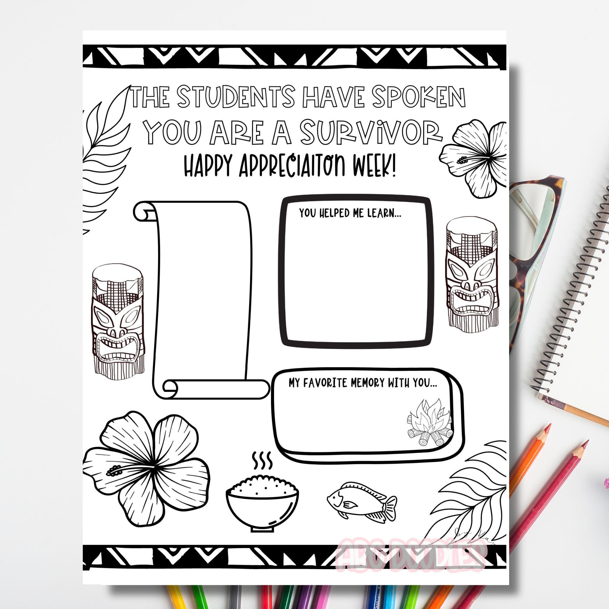 Survivor Game Theme All About My Teacher for May Appreciation Week ...