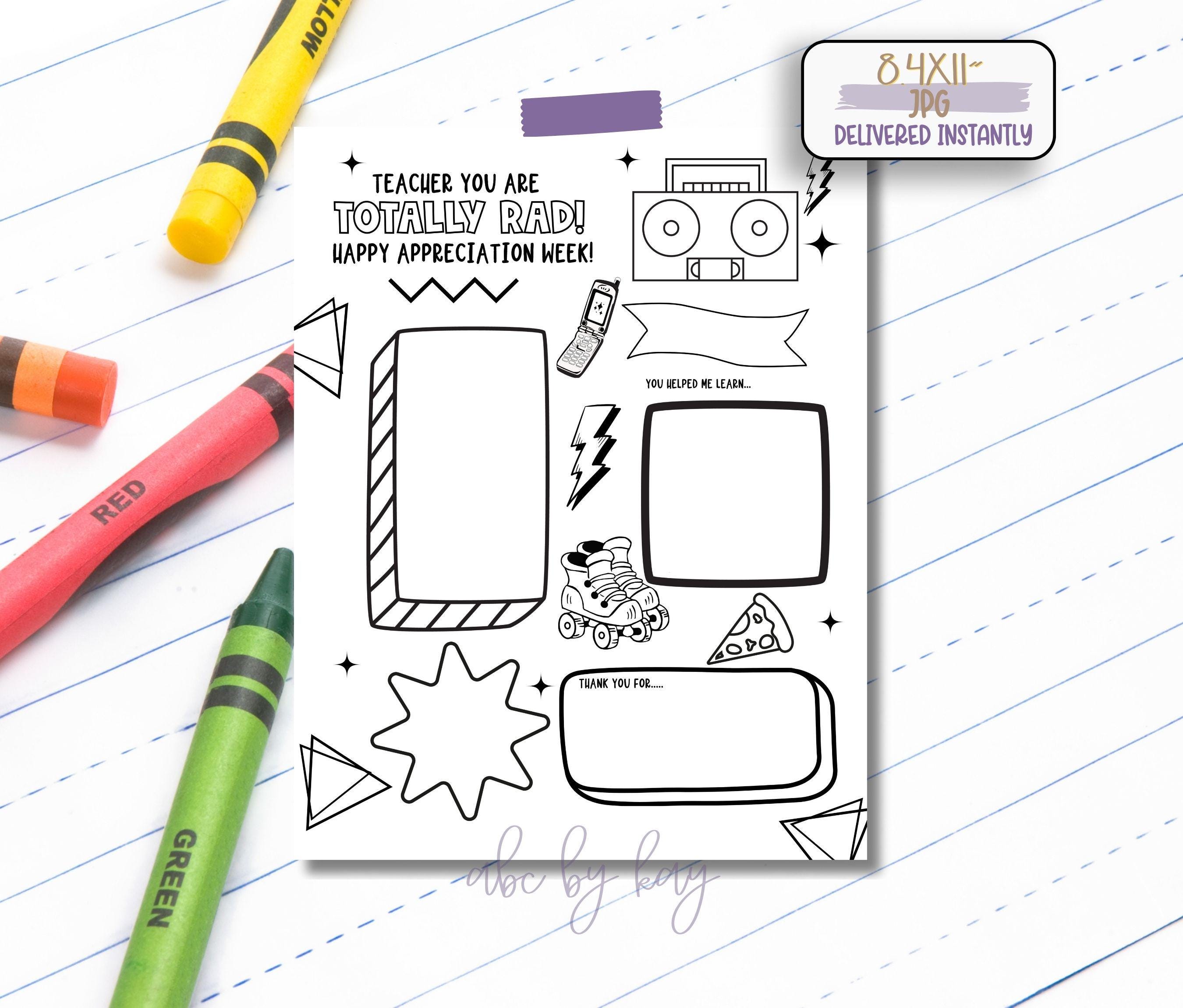 90S THEME All About My Teacher for May Appreciation Week Coloring Page ...