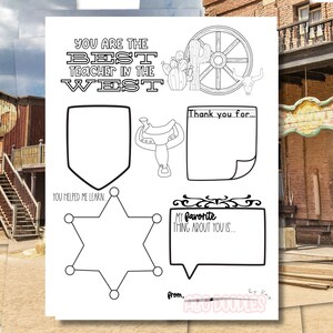 Western Teacher Appreciation Printable: All About My Teacher (digital ...