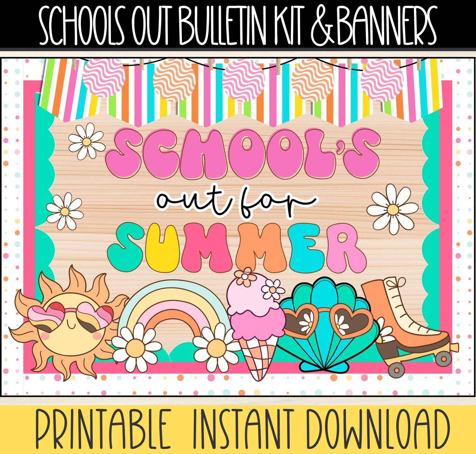 School's Out for Summer | Summer Bulletin Board Kit | Groov Bulletin ...