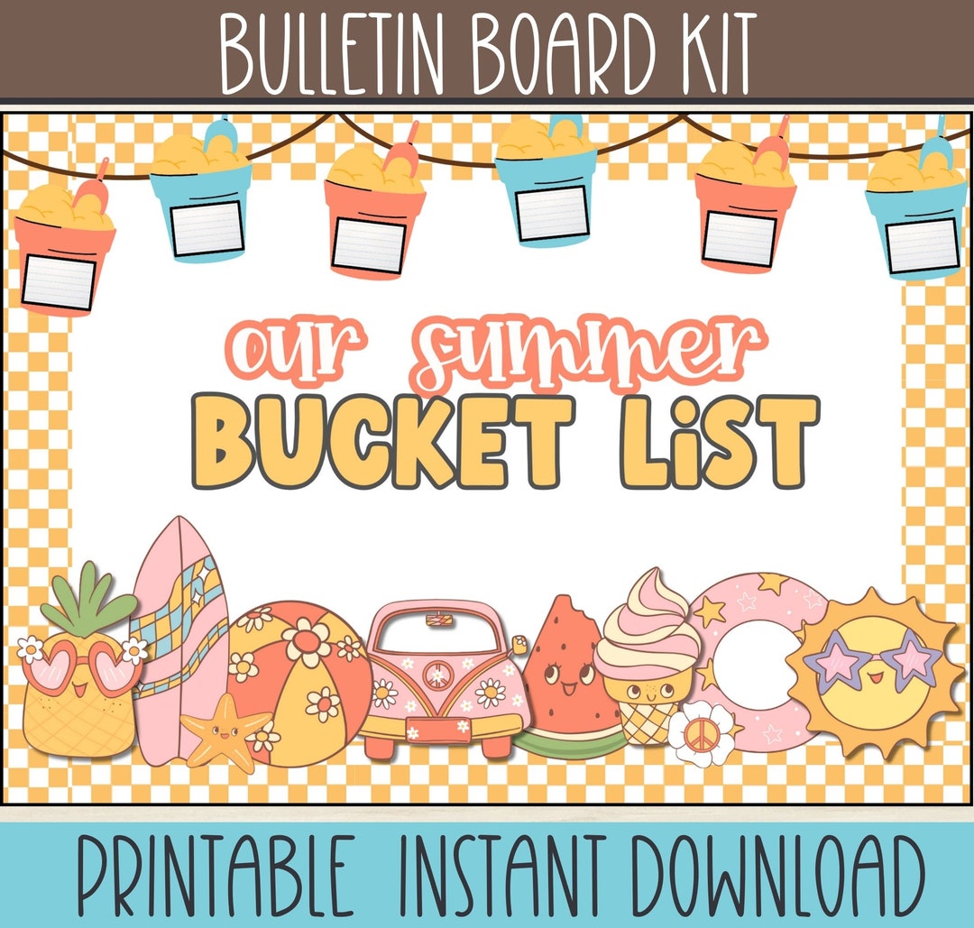 Summer Bucket List Bulletin Board Kit: Groovy Classroom Decor - Etsy