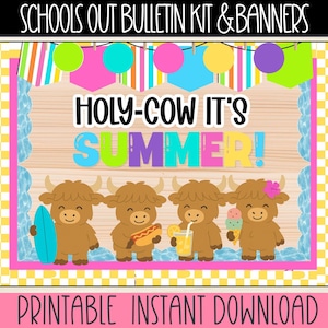 Highland Cow Summer Bulletin | School's Out for Summer | Summer ...