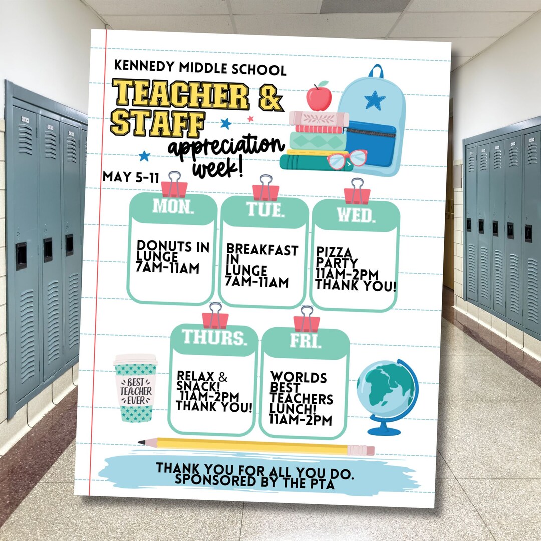 Teacher & Staff Appreciation Week Itinerary Template (canva Editable ...
