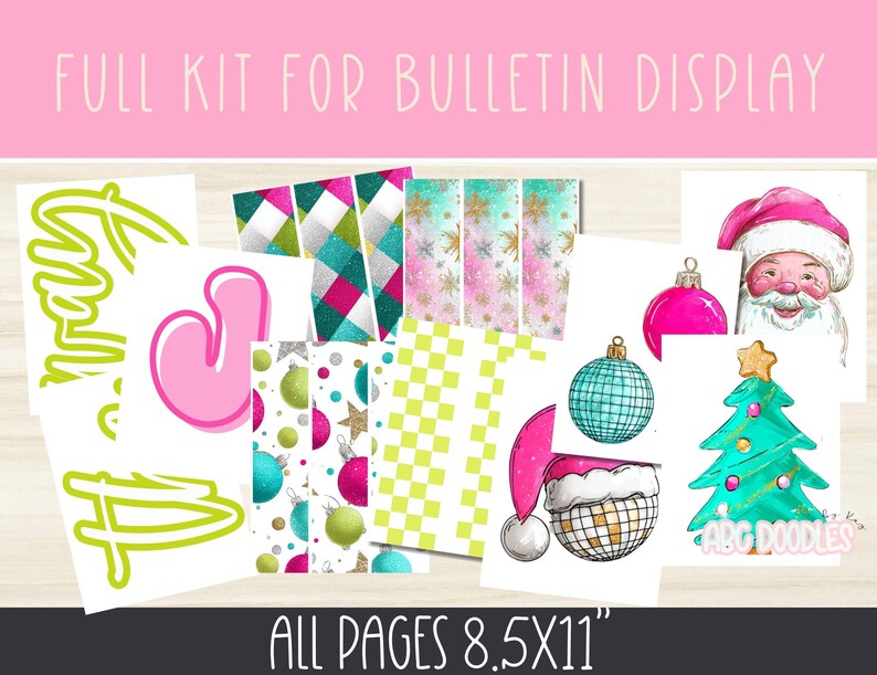 Festive Jingle All the Way Bulletin | Pink Christmas Bulletin Board Kit ...