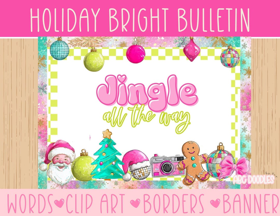 Festive Jingle All the Way Bulletin | Pink Christmas Bulletin Board Kit ...