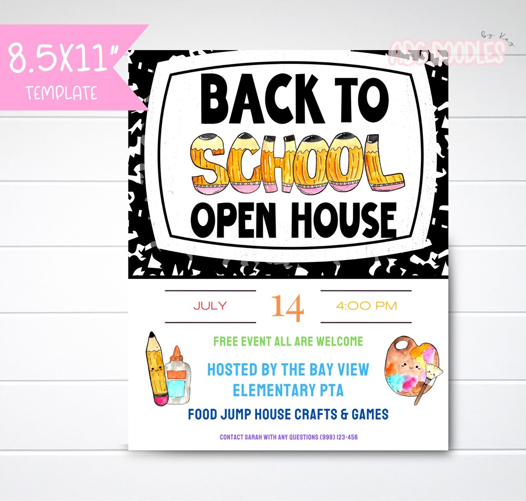 BACK to School Open House Invitation Template | Back to School Flyer ...