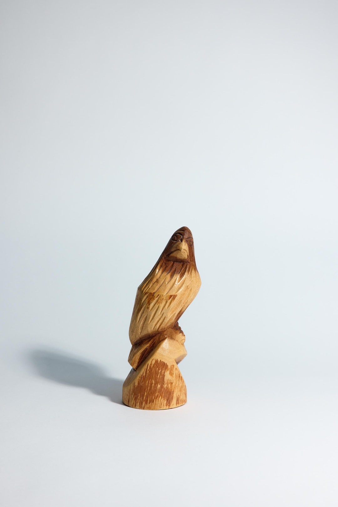 Vintage Hand Carved Rustic Wooden Eagle Statue ~ Falcon Figurine ~ for ...