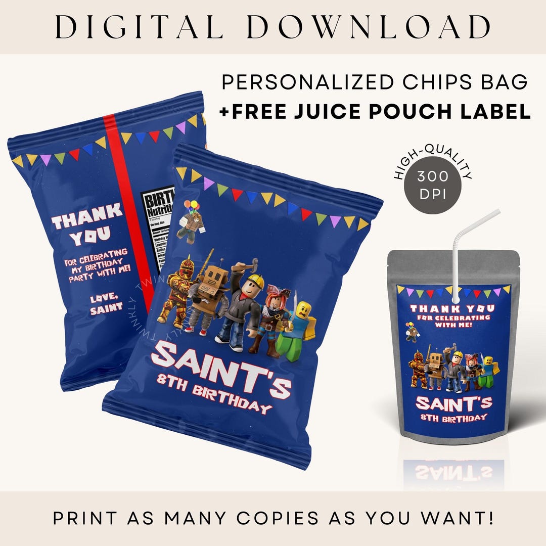 Roblox Boy Chips Bag Label | FREE Juice Pouch Label Personalized ...