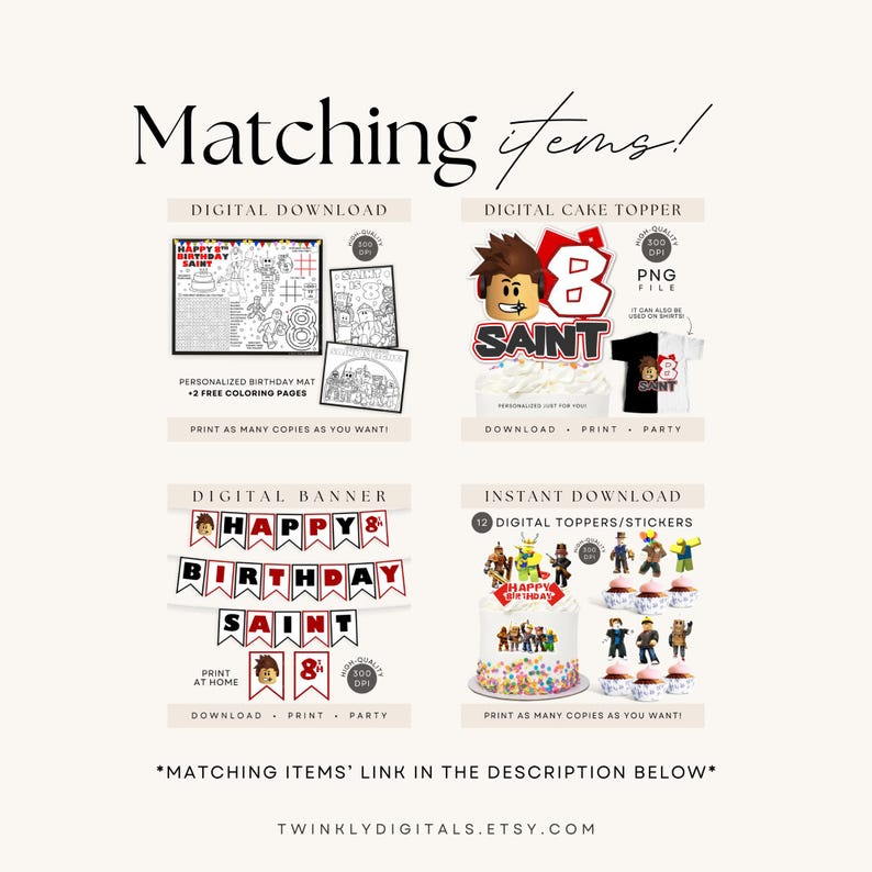 Roblox Gable Box Label Printable Custom Party Favors DIGITAL DOWNLOAD ...