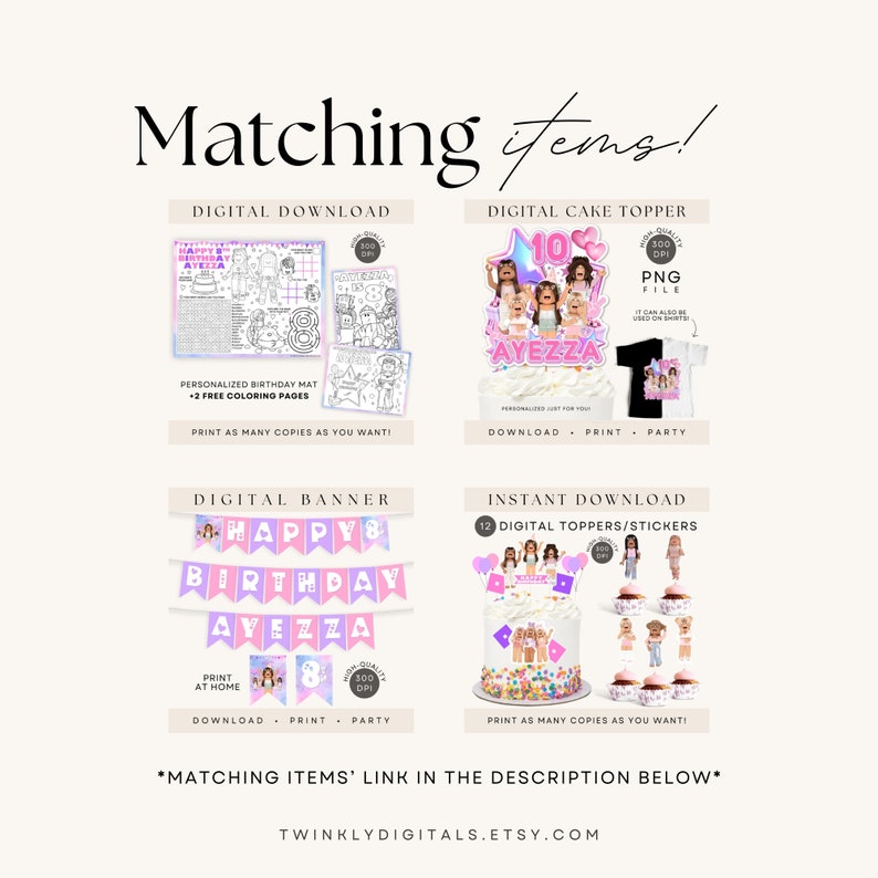 Roblox Girl Gable Box Label FREE Gift Bag Label Printable Party Favors ...