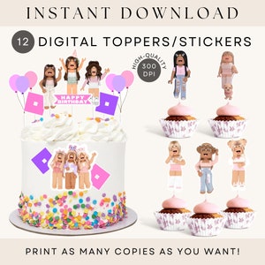 Roblox Girl Cupcake Topper Digital Stickers INSTANT DOWNLOAD - Etsy